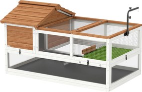 PawHut Dům pro želvy, dvouúrovňový výběh, držák na lampy, klec pro malé zvíře, oranžová