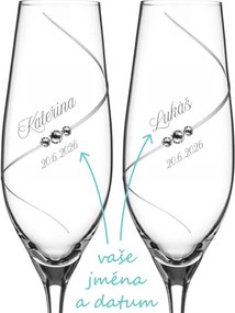 Svatební skleničky na sekt Diamante Silhouette s krystaly Swarovski 2 ks