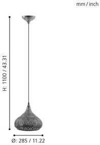 Eglo 49714 - Závěsné svítidlo MELILLA 1xE27/60W