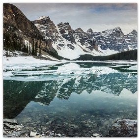 Obraz - jezero v zimě (30x30 cm)