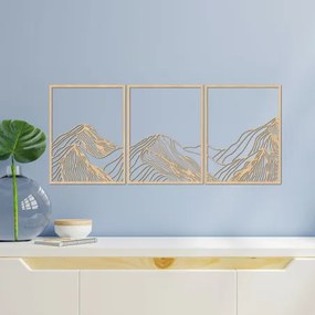 Třídílný dřevěný obraz Hory, Moderní 3D dekorace na zeď | SENTOP HDF0478