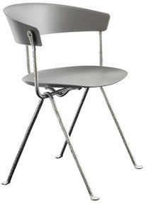 MAGIS - Židle OFFICINA - šedá s galvanizovanou podnoží
