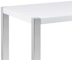 Jídelní stůl 120x75 cm, MDF deska, bílý vysoký lesk, chromované nohy - AT-2066 WT