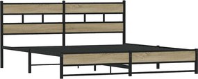 Kovový rám postele bez matrace dub sonoma 200 x 200 cm 3308502