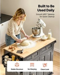 Kitchen Island Vozík Pojízdná úložná skříň na kolečkách se zásuvkou – SR191276-1
