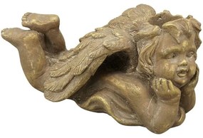 Bronzovo - hnědý antik květináč ležící Anděl Bronie - 37*20*18 cm