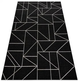 Kusový koberec Sisal FLOORLUX 20605 geometrický vzor černý / stříbrný Rozměr: 160x230 cm