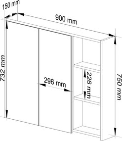 Závěsná koupelnová skříňka se zrcadlem VAMI 90 cm - výběr z 2 provedení