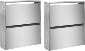 Botník se zrcadlem 4patrový betonově šedý 63 x 17 x 134 cm 3228275