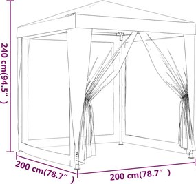 Party stan se 4 síťovanými bočnicemi 2 x 2 m HDPE 319220