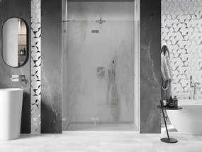 Mexen, Mexen Lunar levé otočné sprchové dveře 135 cm, transparentní, broušený nikl - 834-135-000-97-00-L