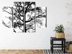 Vícedílný obraz Černý Strom Na Bílém Pozadí Nedostatek Nedostatek Přírodní plátno 200x150