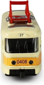 RAPPA Kovová česká retro tramvaj Tatra T3 s otevíracími středními dveřmi - 16 cm - žlutá