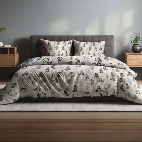 Krepové perkálové prodloužené povlečení Léčivá zahrada Velikost: 140 x 220 + 70 x 90