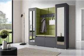 Eka Předsíňová stěna s čalouněnými panely Trinity 31 - Grafit / Olivová 2312