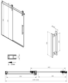Gelco Volcano Black sprchové dveře dvoudílné posuvné 1200 mm, GV1412