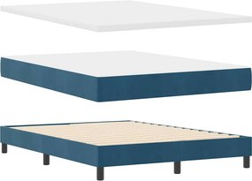 Postel s boxspringem s čelo Tmavě moddrá 140 x 200 cm samet 3340446