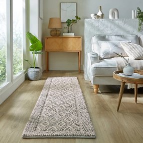 Šedý ručně tkaný běhoun s příměsí vlny 60x230 cm Minerals Diamond – Flair Rugs