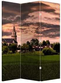 Paraván - Krajina s kostelem (126x170 cm)