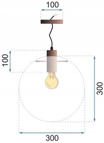 Toolight - Závěsné skleněné stropní svítidlo Lassi 30 cm 1xE27, růžové zlato, OSW-00132