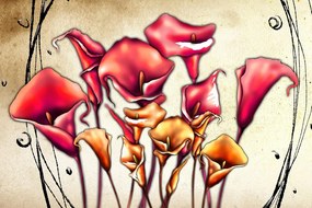 Obraz červené květy kaly Varianta: 90x60