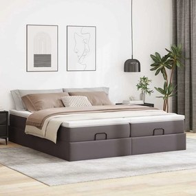 Osmanský rám postele s matrací šedá 160x200cm umělá kůže 3311222
