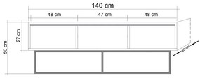 Designový TV stolek Balwina 140 cm vzor ořech