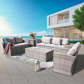 Velký zahradní sofa set s boxem na polstry  AUCKLAND šedá