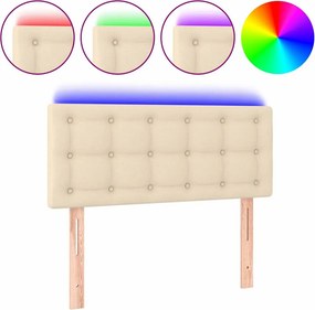 Čelo postele s LED krémové 90x5x78/88 cm textil 3122033