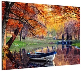 Podzimní obraz loďky (70x50 cm)