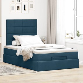 Osmanský rám postele s matracemi tmavě modrá 120x200cm samet 3314316