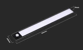 LED Solution Černé nábytkové LED svítidlo 60cm 2,5W s pohybovým čidlem 2967