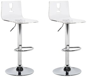 Sada dvou barových židlí průhledný bílý plast BUSAN Beliani