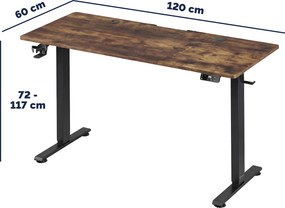 Výškově nastavitelný Psací stůl hnědý 120x60x72-117cm