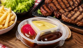 dóza na potraviny, 3 přihrádky, sada 2 ks, s víkem, plast, 3x12,5x12,5 cm, průhledná, Dekorino DP20260014
