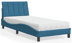 Postel s matrací Hanko modrá 90 x 190 cm samet 3208572