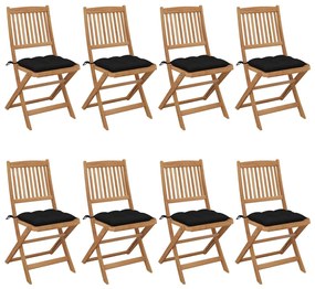 Skládací zahradní židle s poduškami 8 ks masivní akácie,  3075043