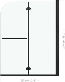 vidaXL Skládací sprchový kout se 2 panely ESG 95 x 140 cm černý [147193]