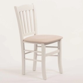 Stima Židle VENETA s čalouněným sedákem Odstín: Bílá (lak), Látky: LUX béžová 25