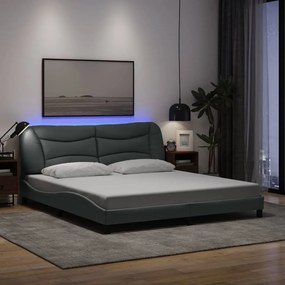 Rám postele s LED bez matrace Hvar Světle šedá 180x200 cm Látka 3213718