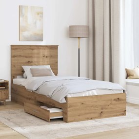 Rám postele s čelo Artisanový dub 90 x 190 cm Kompozitní dřevo 3411367