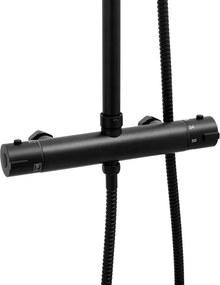 Erga Flova, sprchová souprava s termostatickou baterií a dešťovou hlavicí 20x20cm, černá matná, ERG-YKA-BP.FLOVA THERM 20 BLK
