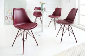 Designová jídelní židle Scandinavia Lund červená umělá kůže