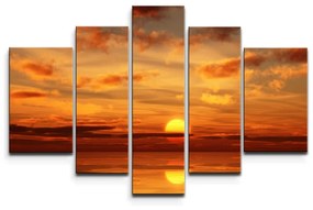 Sablio Obraz - 5-dílný Oranžové slunce - 125x90 cm