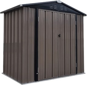 Plechový zahradní domek na nářadí, hnědá / antracitová, 2x1,3x2,1 m, RADOL