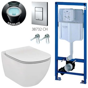 GROHE G + IS 3 - set 5v1- Rapid SL pro WC + tlačítko + úchyty + závěsné WC Tesi s AQUABLADE + WC sedátko ultraploché Soft-Close