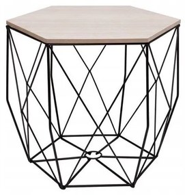 Konferenční stolek 40x45 cm SPRINGOS HEXAGON černý/šedý dub