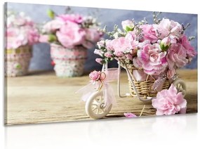 Obraz romantický růžový karafiát ve vintage nádechu - 60x40 cm
