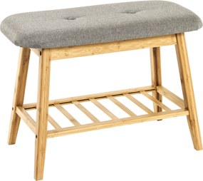 XXXLutz LAVICE S BOTNÍKEM, šedá, přírodní barvy, 60/44/30 cm Xora - Regály na boty - 001931059801