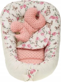 Oboustranné hnízdečko (kokon) pro miminko - BABYMAM PREMIUM set 7v1 - Tajemná zahrada s meruňkovou minky